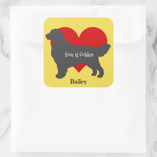 Golden Retriever Silhouette Love Is Golden Square Sticker | Zazzle