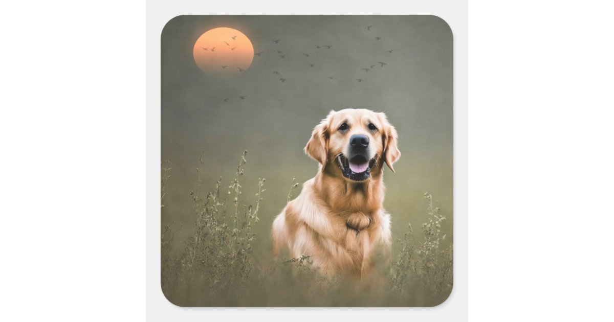 Golden Retriever Square Sticker | Zazzle