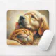 Golden Retriever With Ginger Cat Mouse Pad | Zazzle