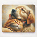 Golden Retriever With Ginger Cat Mouse Pad | Zazzle