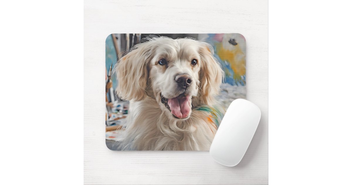 Golden Retriever With Paint Stains Mouse Pad | Zazzle