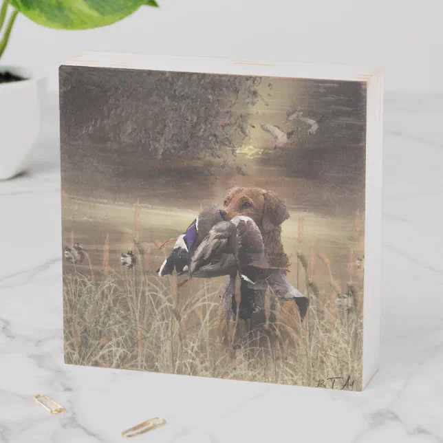 Golden Retrievers , duck hunting Tapestry Poster C Wooden Box Sign | Zazzle