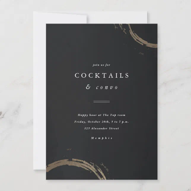 Golden Rings Black and Gold Cocktail Party Invitation | Zazzle