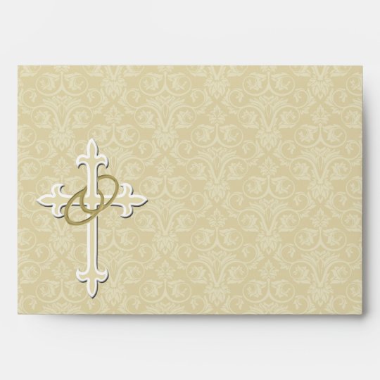 Golden Rings with Cross, Elegant Christian Love Envelope | Zazzle.com