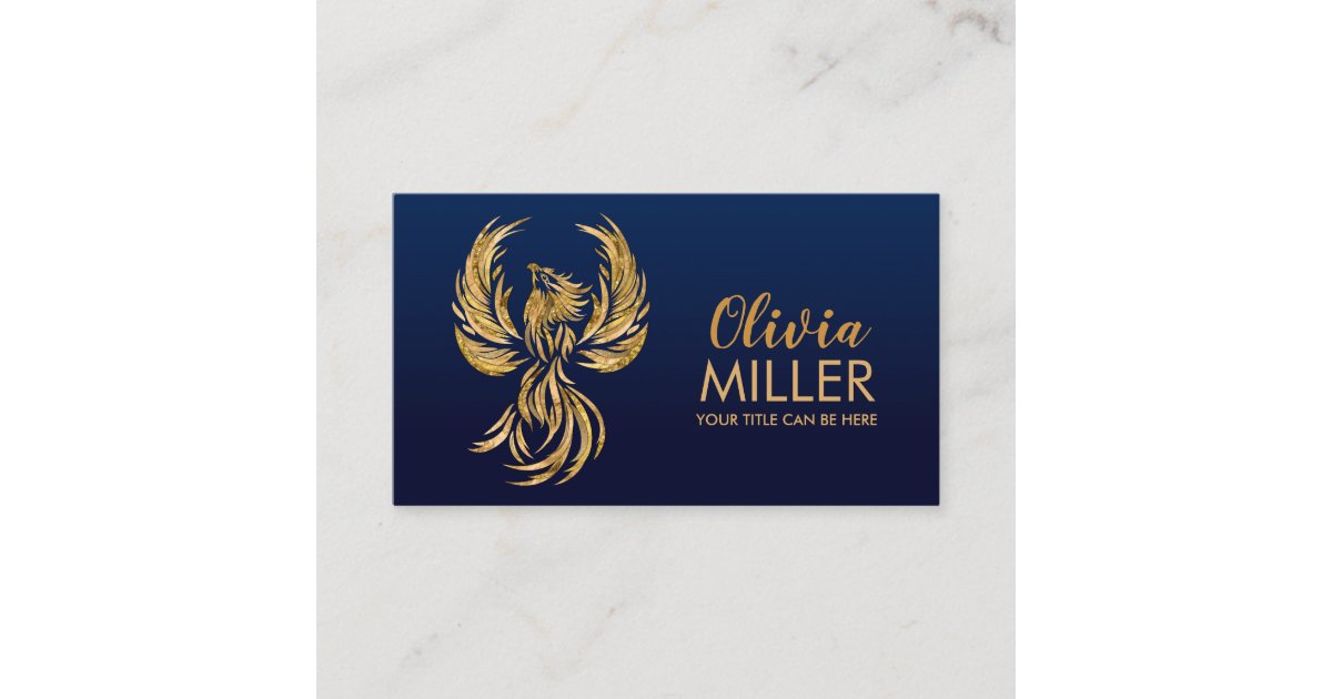 Golden Rising Phoenix Bird Business Card | Zazzle