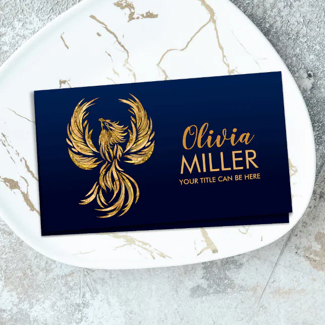 Golden Rising Phoenix Bird Business Card | Zazzle