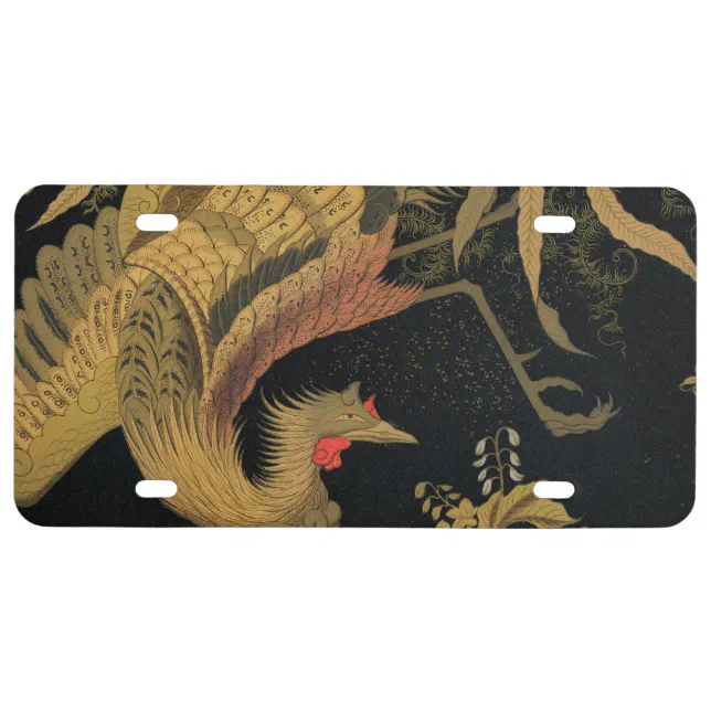 Golden Rooster Bird Japanese Classic Antique License Plate | Zazzle