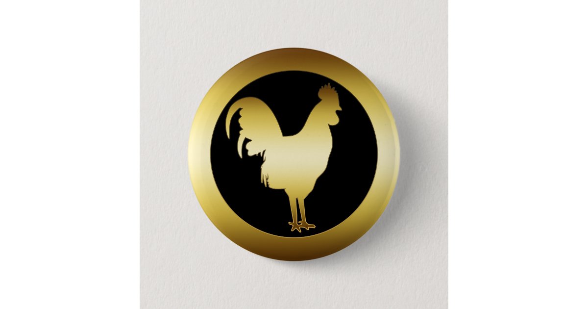 GOLDEN ROOSTER PINBACK BUTTON | Zazzle