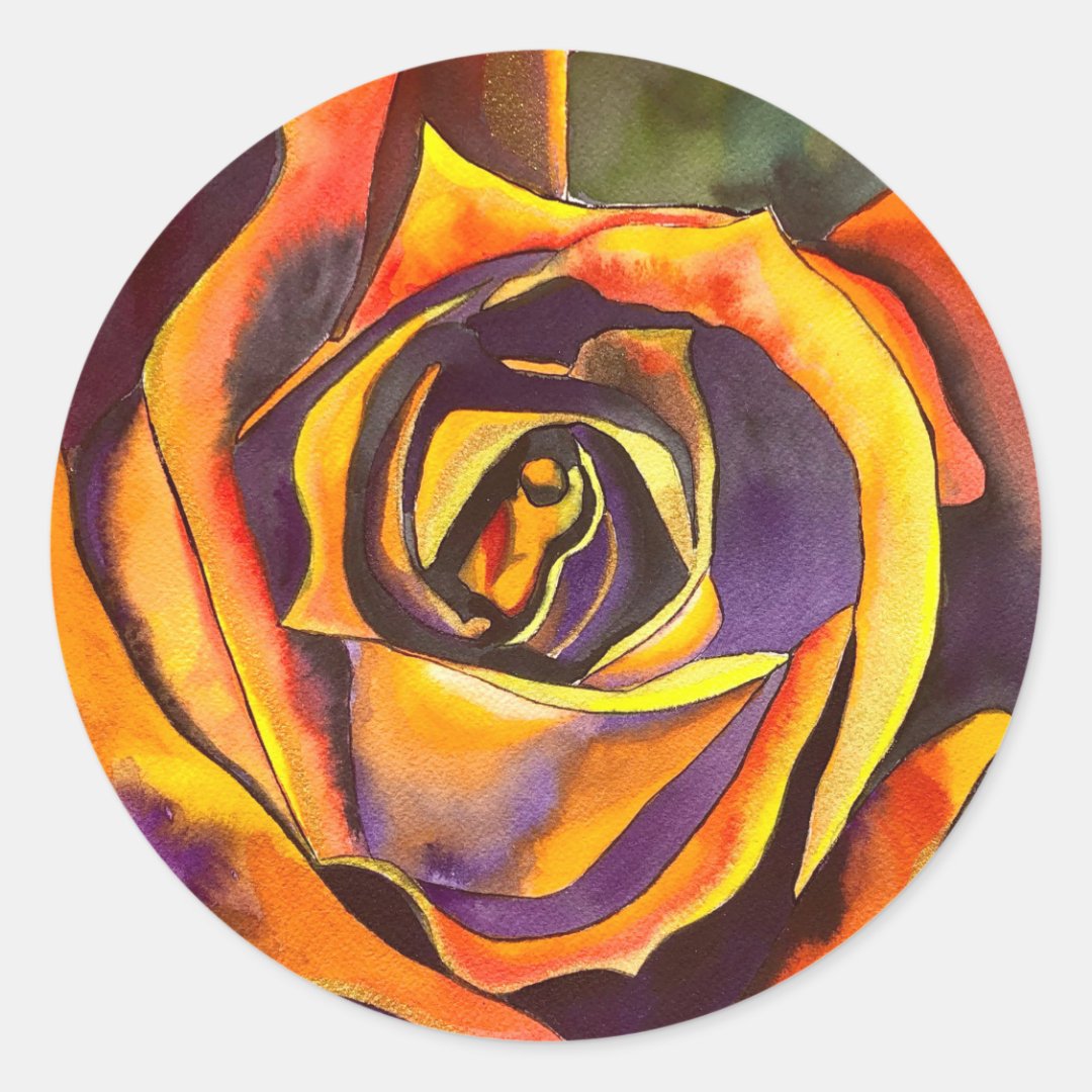 Golden Rose Art Classic Round Sticker | Zazzle