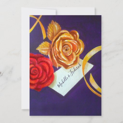 Golden Rose Gift 50th Wedding Anniversary invite | Zazzle