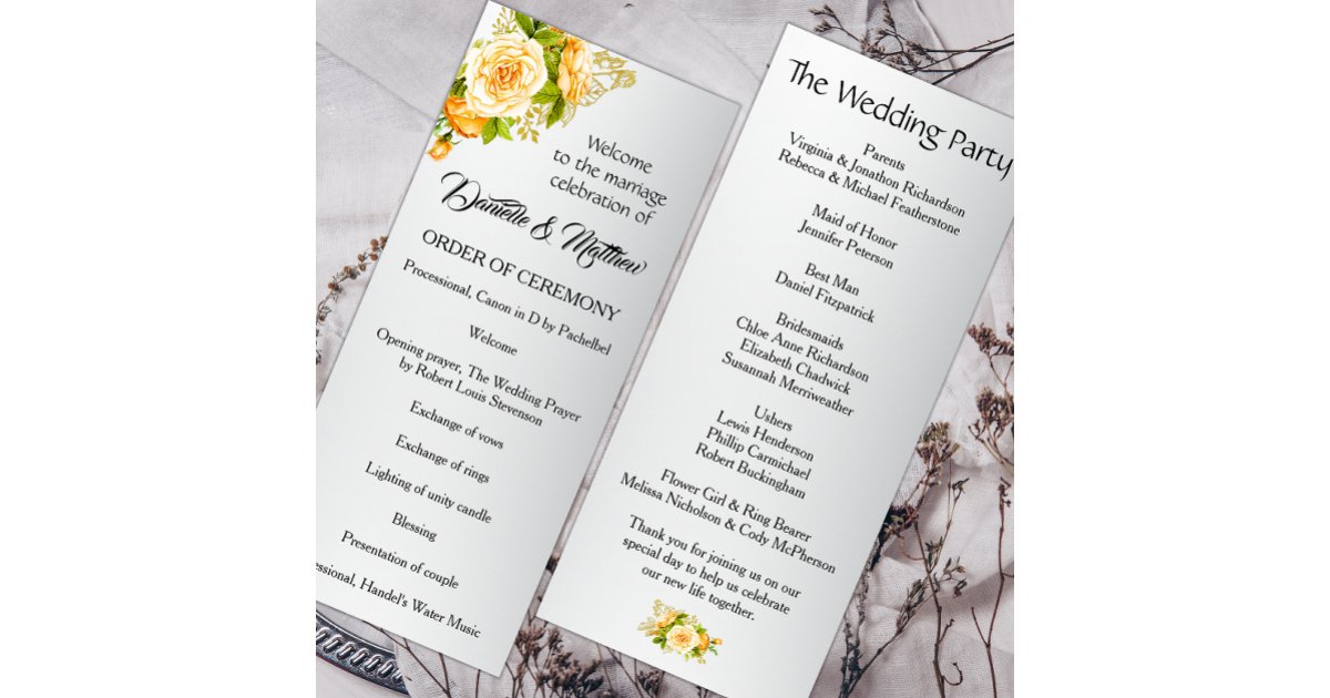 Golden Rose Radiance: Silver Wedding Program | Zazzle