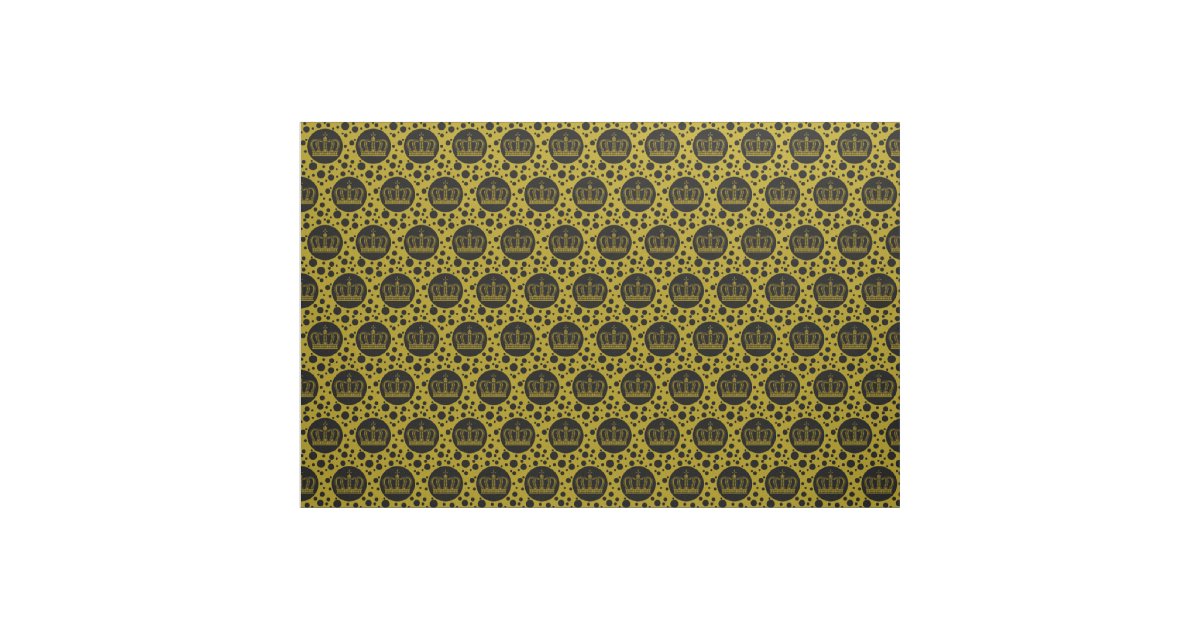 Golden Royal Crown & Dots + your backgr. & ideas Fabric | Zazzle