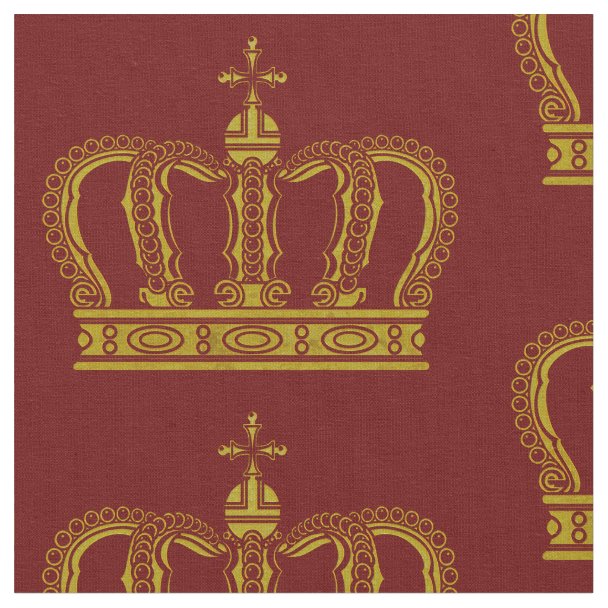 Golden Royal Crown II & Stars + your back & ideas Fabric | Zazzle