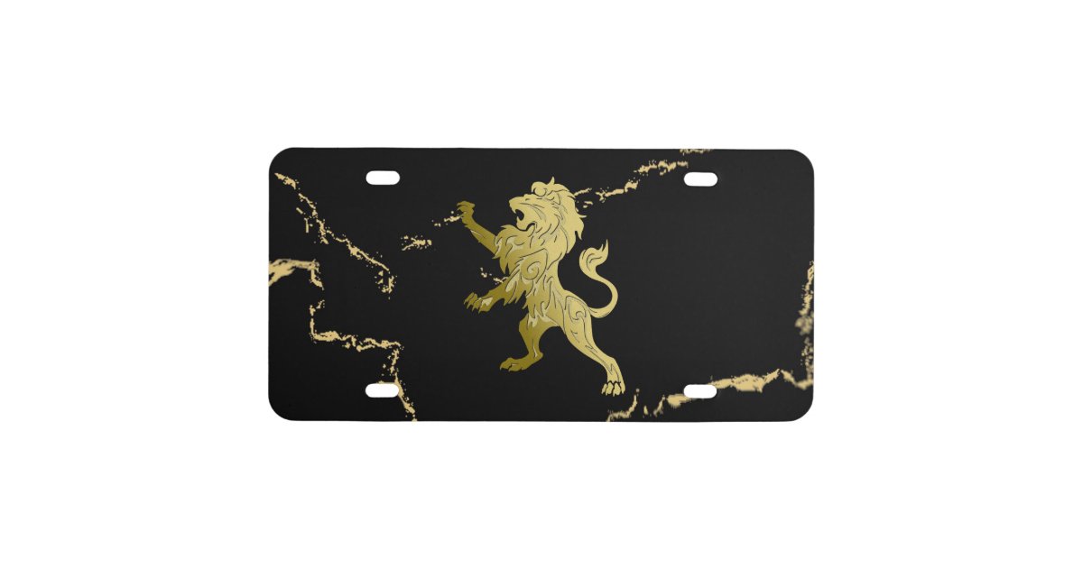 Golden Royal Lion License Plate | Zazzle