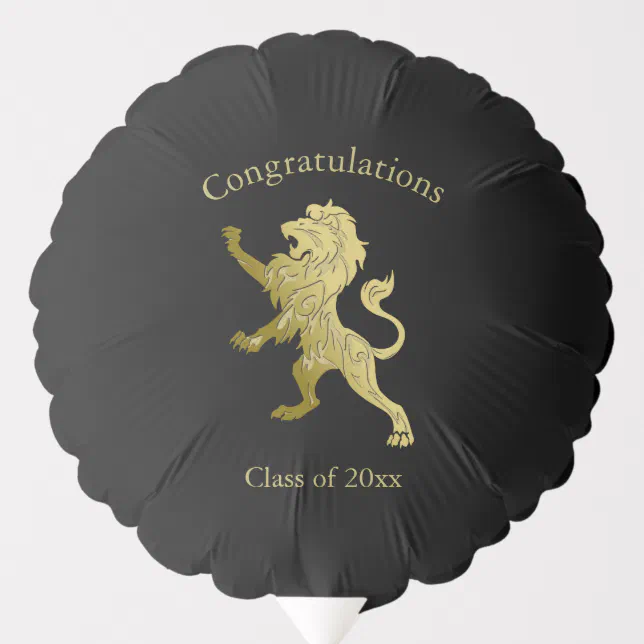 Golden Royal Lion on Black Congratulations Date Balloon | Zazzle