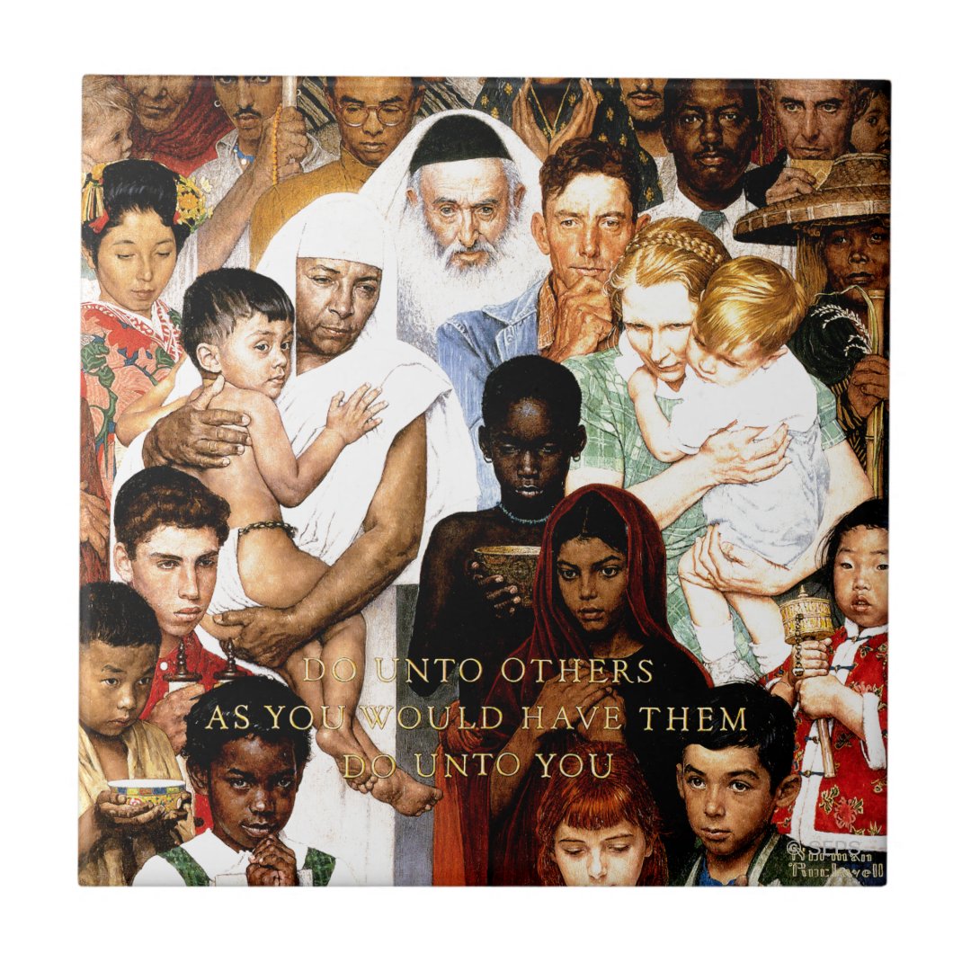 Golden Rule (Do unto others) by Norman Rockwell Ceramic Tile | Zazzle