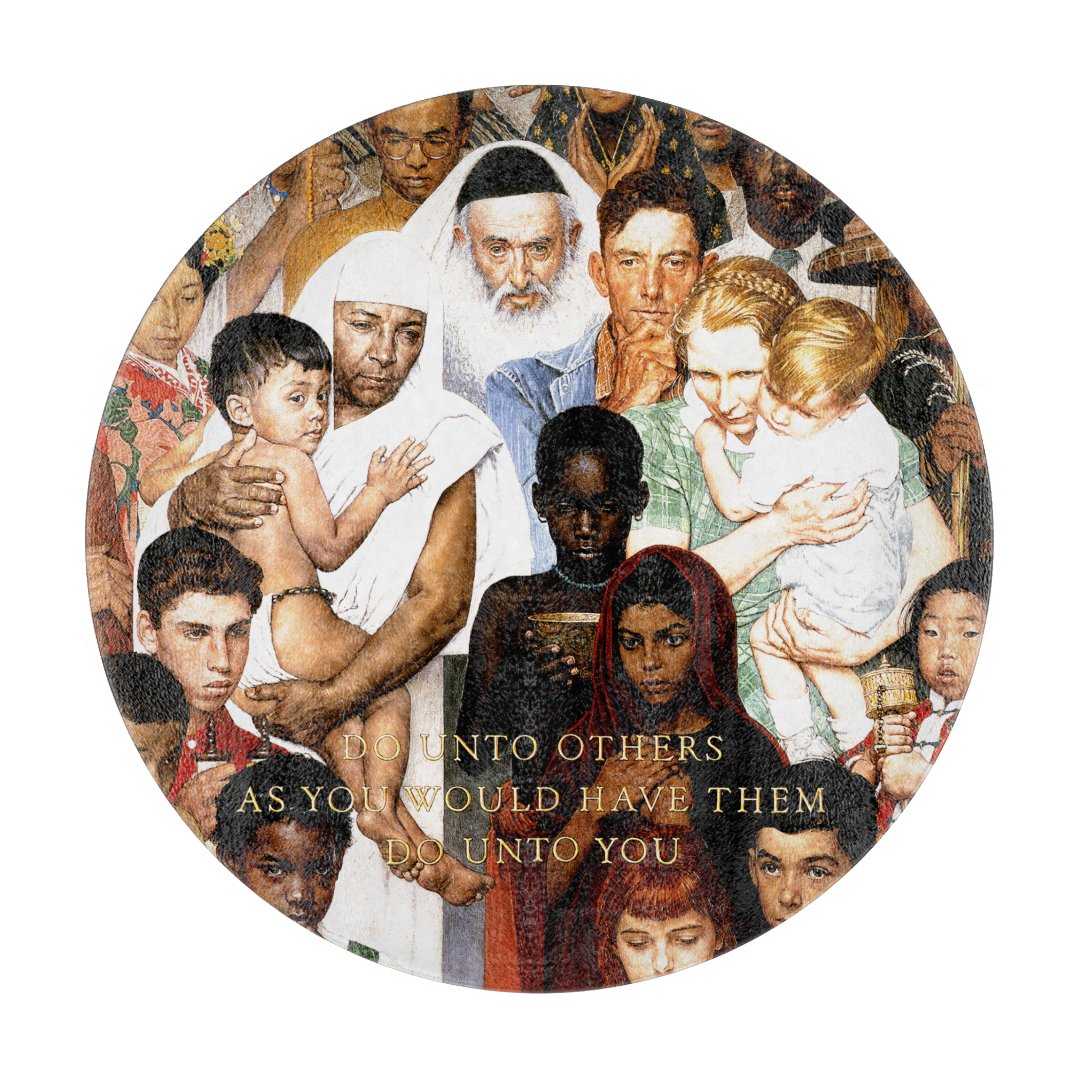 Golden Rule (Do unto others) by Norman Rockwell Cutting Board | Zazzle