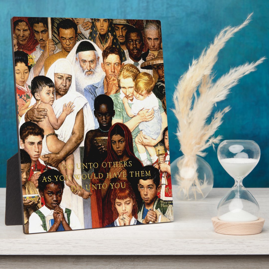 Golden Rule (Do unto others) by Norman Rockwell Plaque | Zazzle