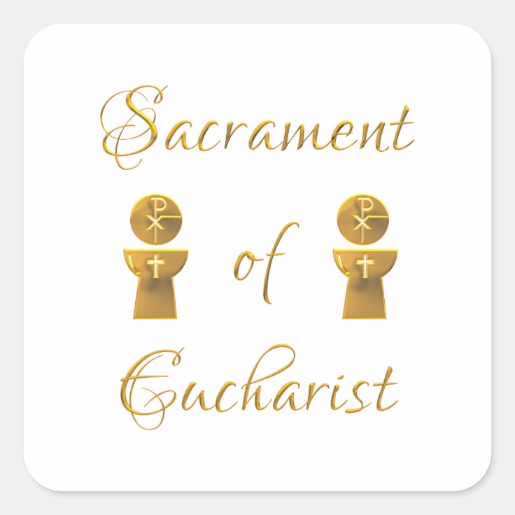 Golden Sacrament of Eucharist Host and Chalice Square Sticker | Zazzle
