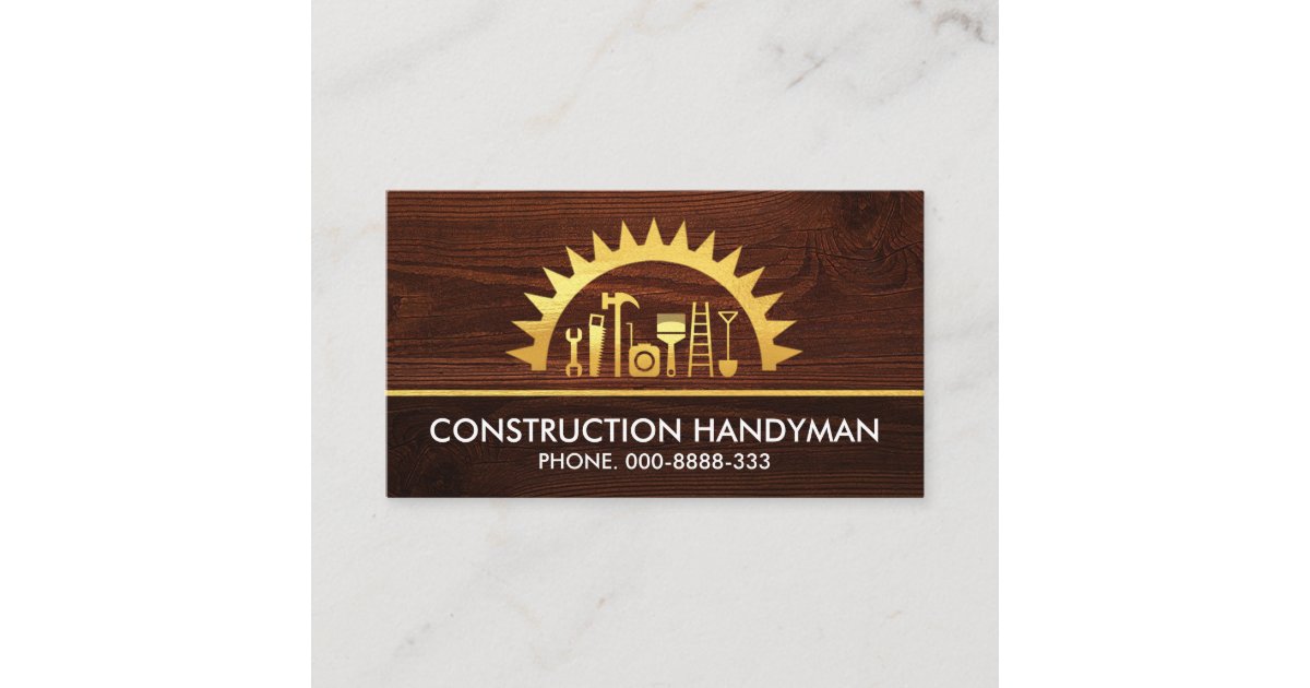 Golden Saw Handyman Tools Timber Business Card | Zazzle
