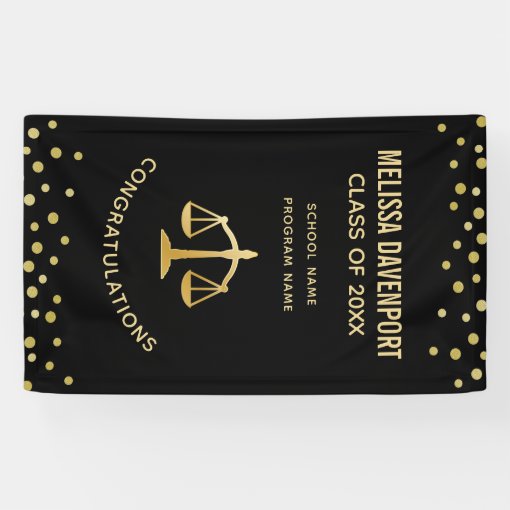 Golden Scales of Justice Law Theme Graduation Banner | Zazzle