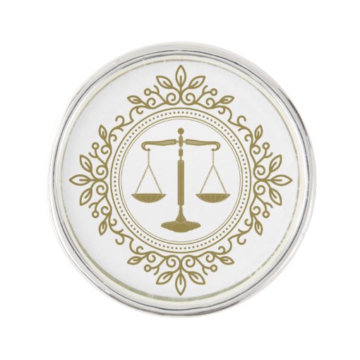 Golden Scales of Justice | Ornate Law Gifts Lapel Pin | Zazzle