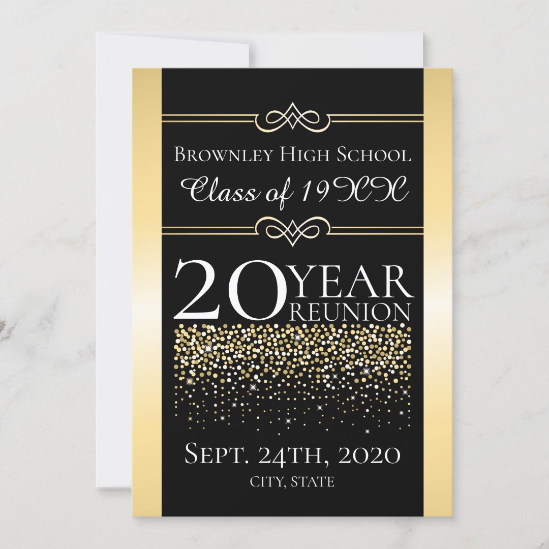 Golden school reunion design invitation | Zazzle