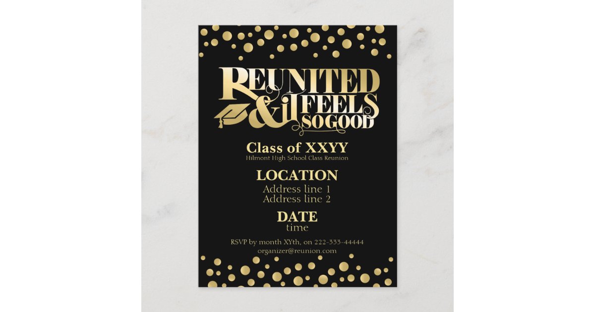 Golden school reunion postcard | Zazzle