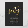 Golden Script 60th Birthday Party Foil Invitation | Zazzle