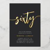 Golden Script 60th Birthday Party Foil Invitation | Zazzle