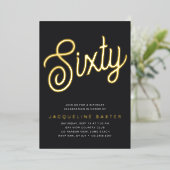 Golden Script 60th Birthday Party Foil Invitation | Zazzle