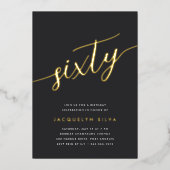 Golden Script 60th Birthday Party Foil Invitation | Zazzle