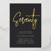 Golden Script 70th Birthday Party Foil Invitation | Zazzle