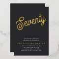 Golden Script 70th Birthday Party Foil Invitation | Zazzle