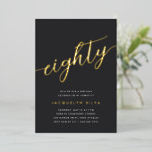 Golden Script 80th Birthday Party Foil Invitation | Zazzle