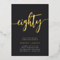 Golden Script 80th Birthday Party Foil Invitation | Zazzle