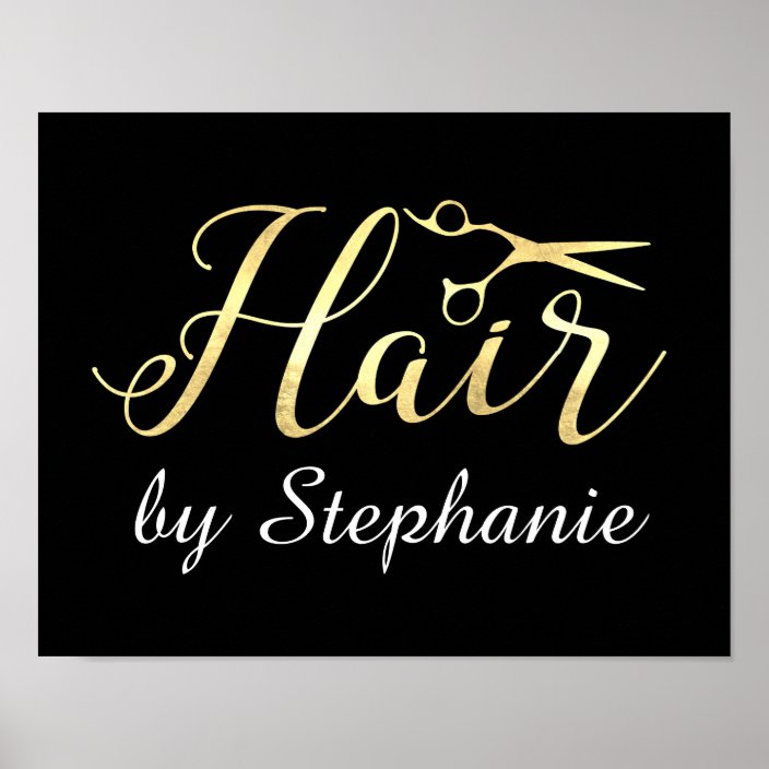 Golden Script Scissors Hairstylist Hair Salon Poster | Zazzle.com