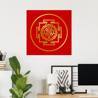Golden Shree Yantra Poster | Zazzle