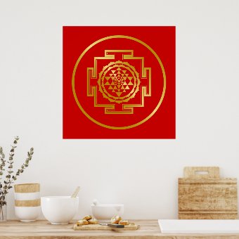 Golden Shree Yantra Poster | Zazzle