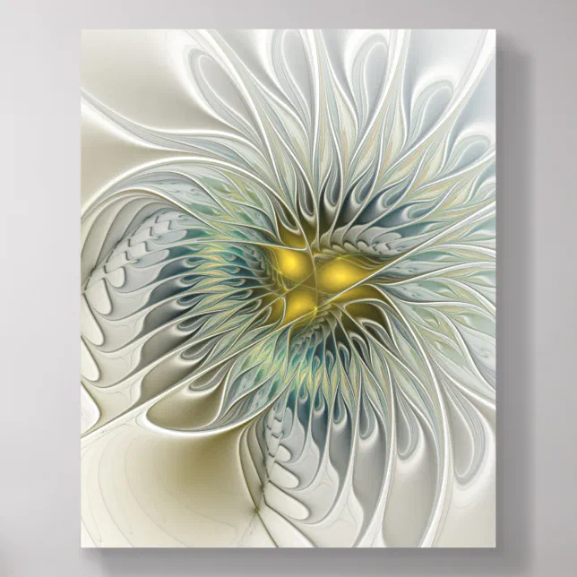 Golden Silver Flower Fantasy abstract Fractal Art Acrylic Photo Tile ...
