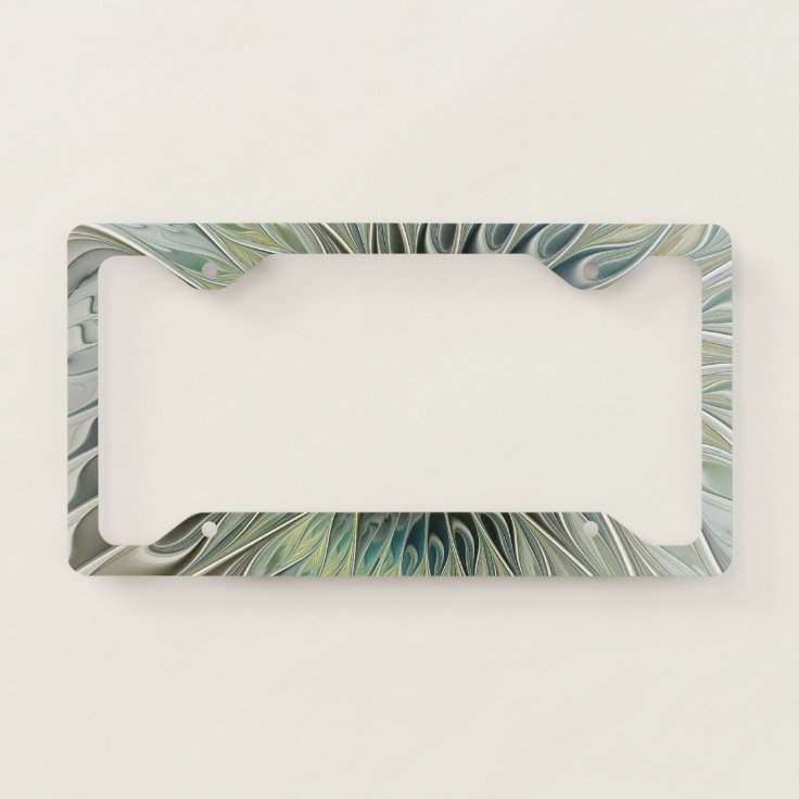 Golden Silver Flower Fantasy Abstract Fractal Art License Plate Frame ...