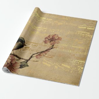 Golden Song Music Matte Wrapping Paper | Zazzle