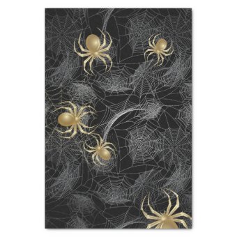 Golden Spiders on Black Tissue Paper | Zazzle