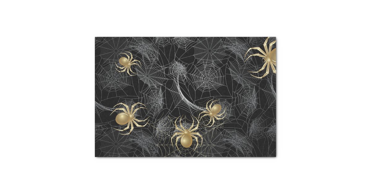 Golden Spiders on Black Tissue Paper | Zazzle