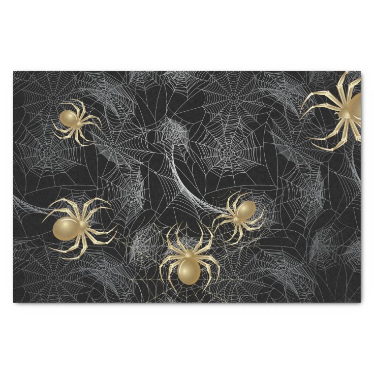 Golden Spiders on Black Tissue Paper | Zazzle