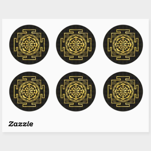 Golden Sri Yantra / Sri Chakra Classic Round Sticker | Zazzle