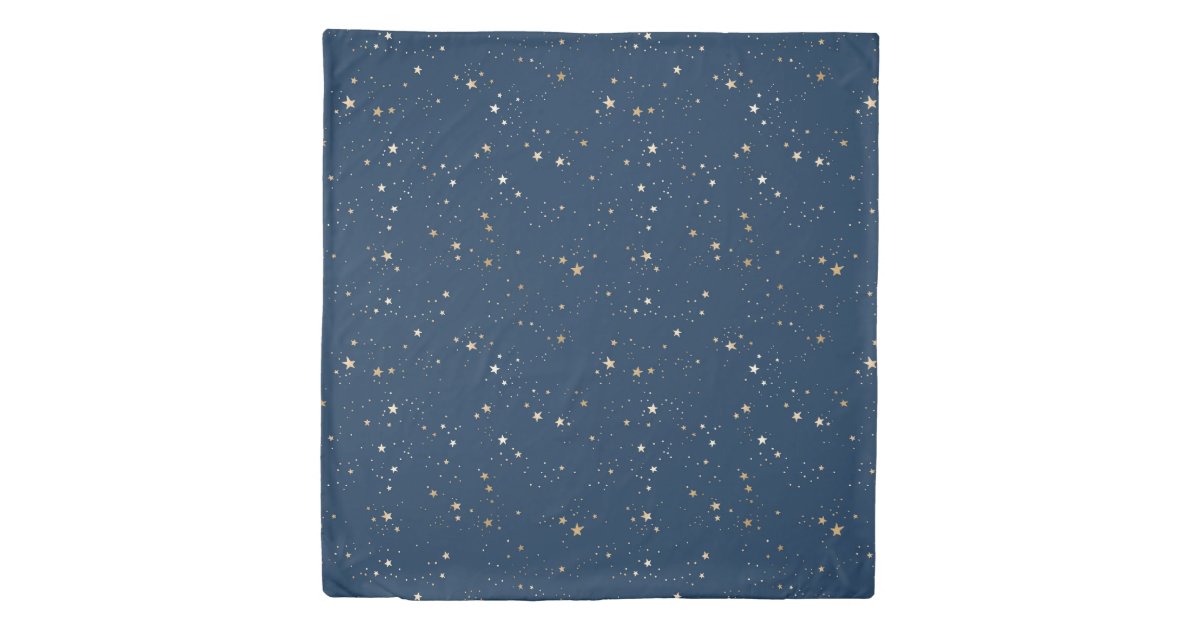 Golden Star on Blue Night Pattern Duvet Cover | Zazzle