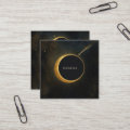 Golden Stardust Eclipse Celestial Wedding Details Square Business Card ...