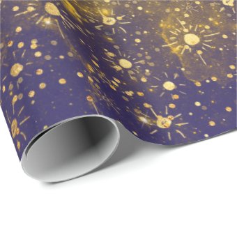 Golden Stars Confetti Celestial Firmament Green Wrapping Paper | Zazzle