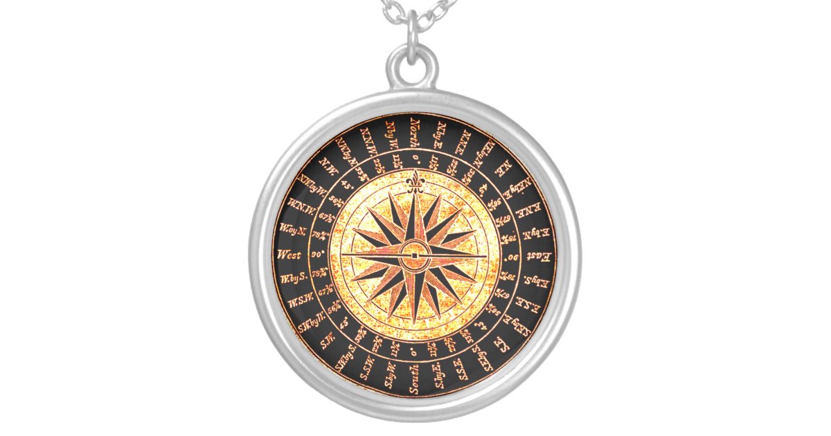 Golden Steampunk Compass Face Necklace | Zazzle